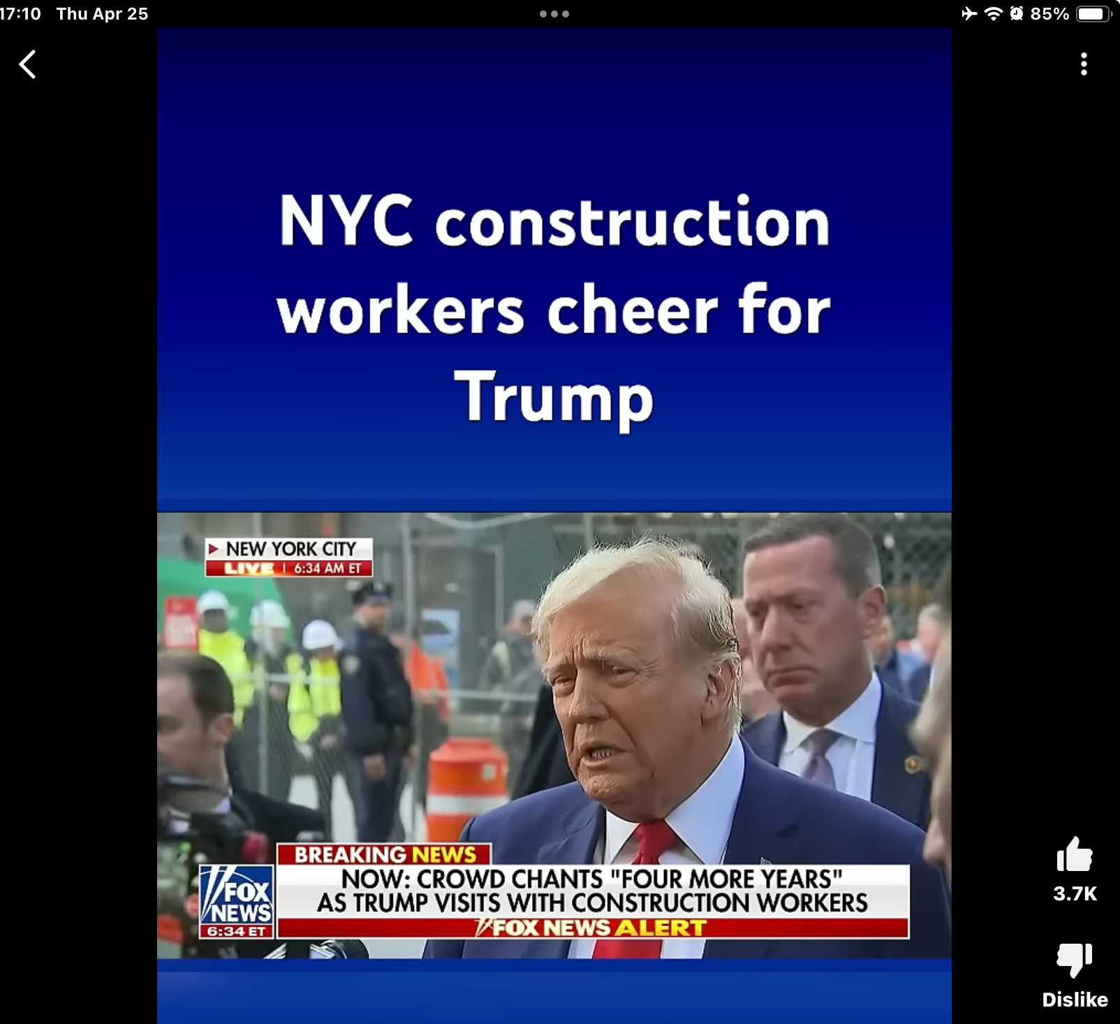 Watch “Crowd ERUPTS as Trump visits NYC construction workers #shorts ...
