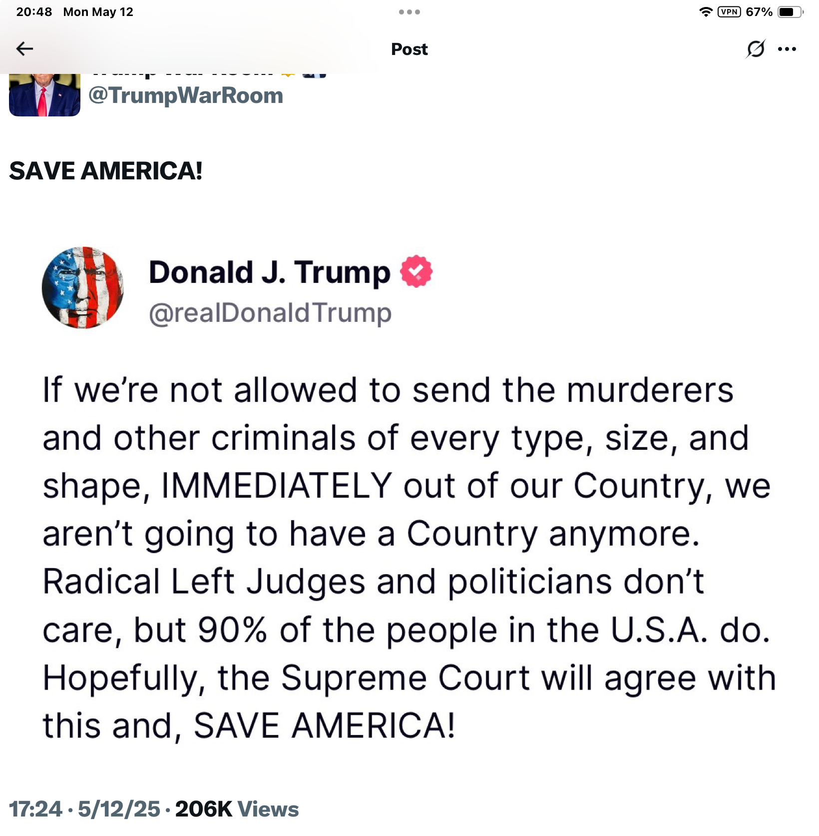 Radical left judges and democrats don’t care about safety of Americans ...