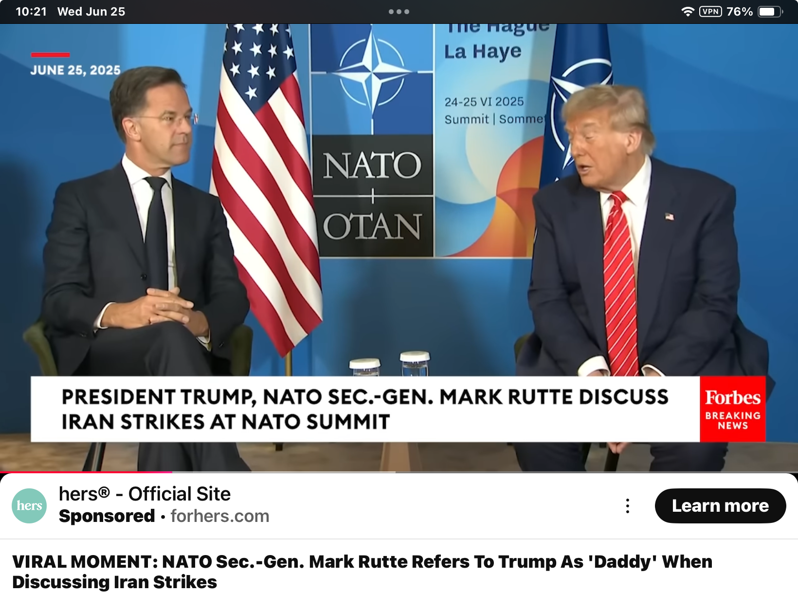 Watch “VIRAL MOMENT: NATO Sec.-Gen. Mark Rutte Refers To Trump As ...