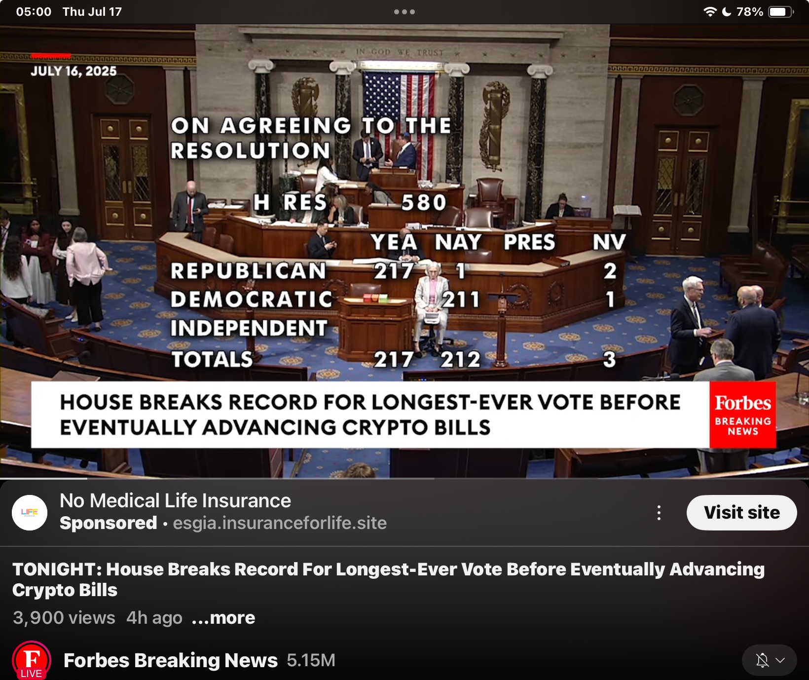 Watch “TONIGHT: House Breaks Record For Longest-Ever Vote Before ...