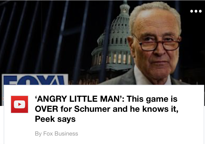 Watch “‘Angry Little Man’: This game is OVER for Schumer and he knows ...