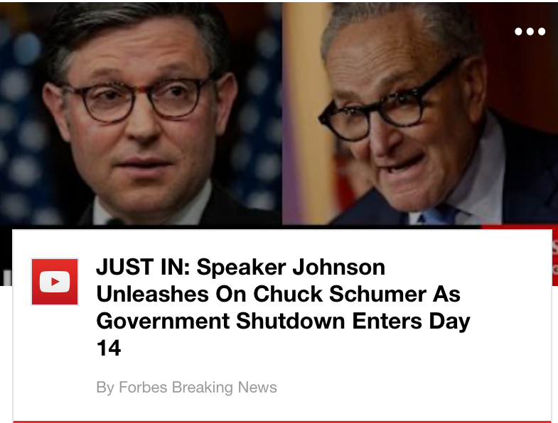 Speaker Johnson Unleashes On Chuck Schumer As Government Shutdown ...