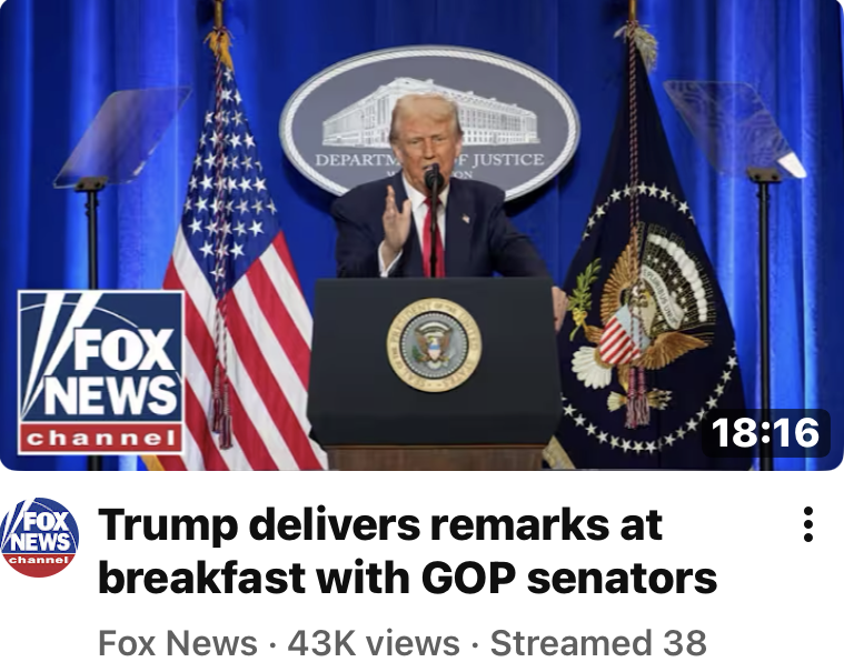 Watch “President Trump delivers remarks at breakfast with GOP senators ...